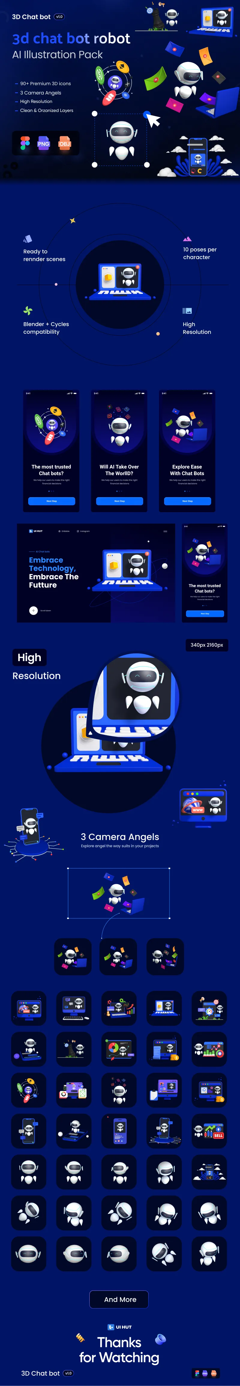 3D Chat bot robot Pack