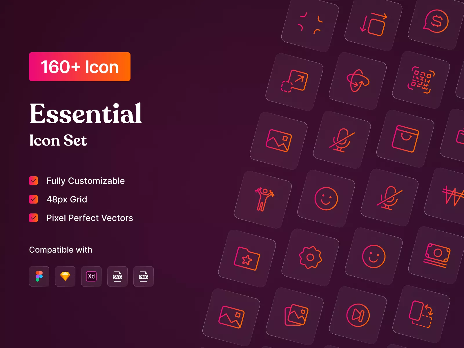 Essential Icon Pack • 160+ Icons