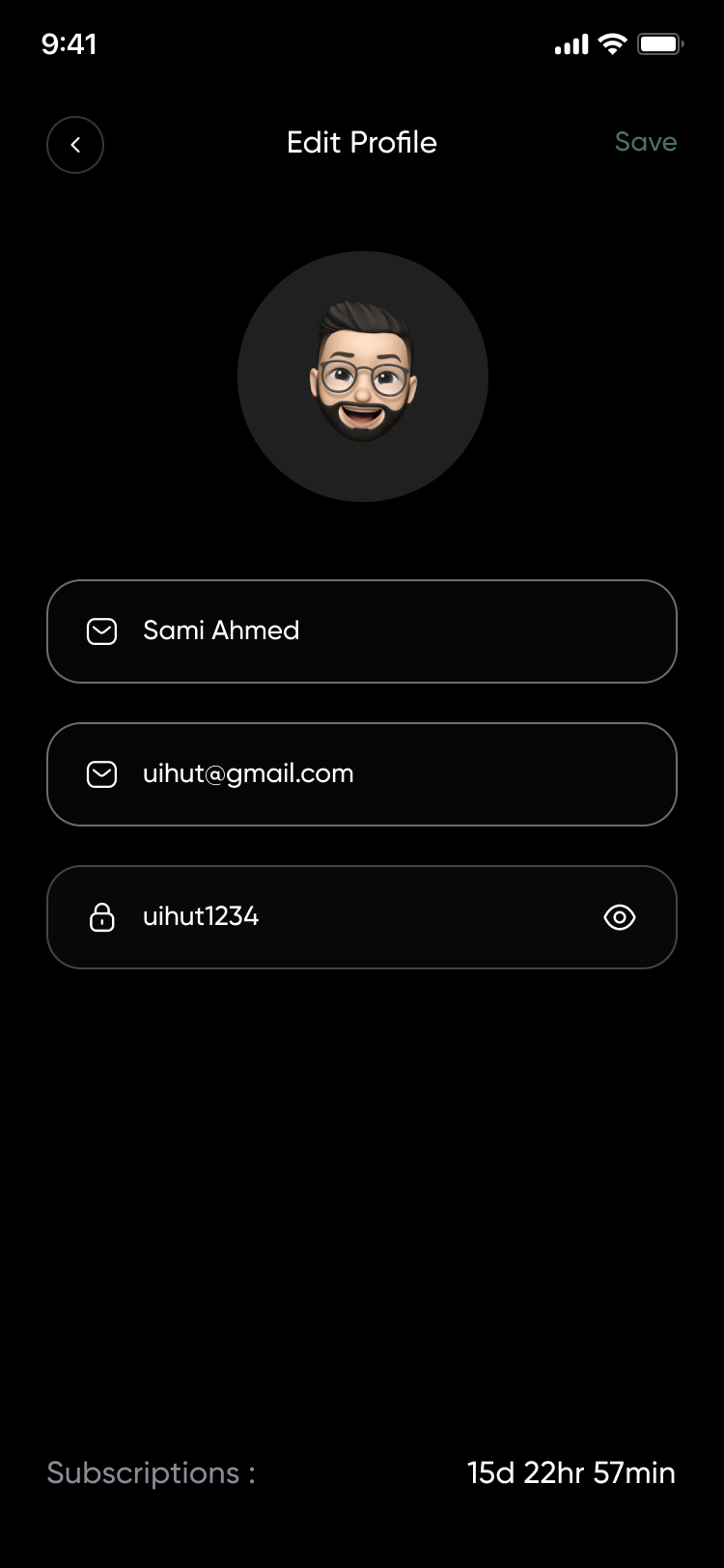 Edit Profile App Screen - NeZha