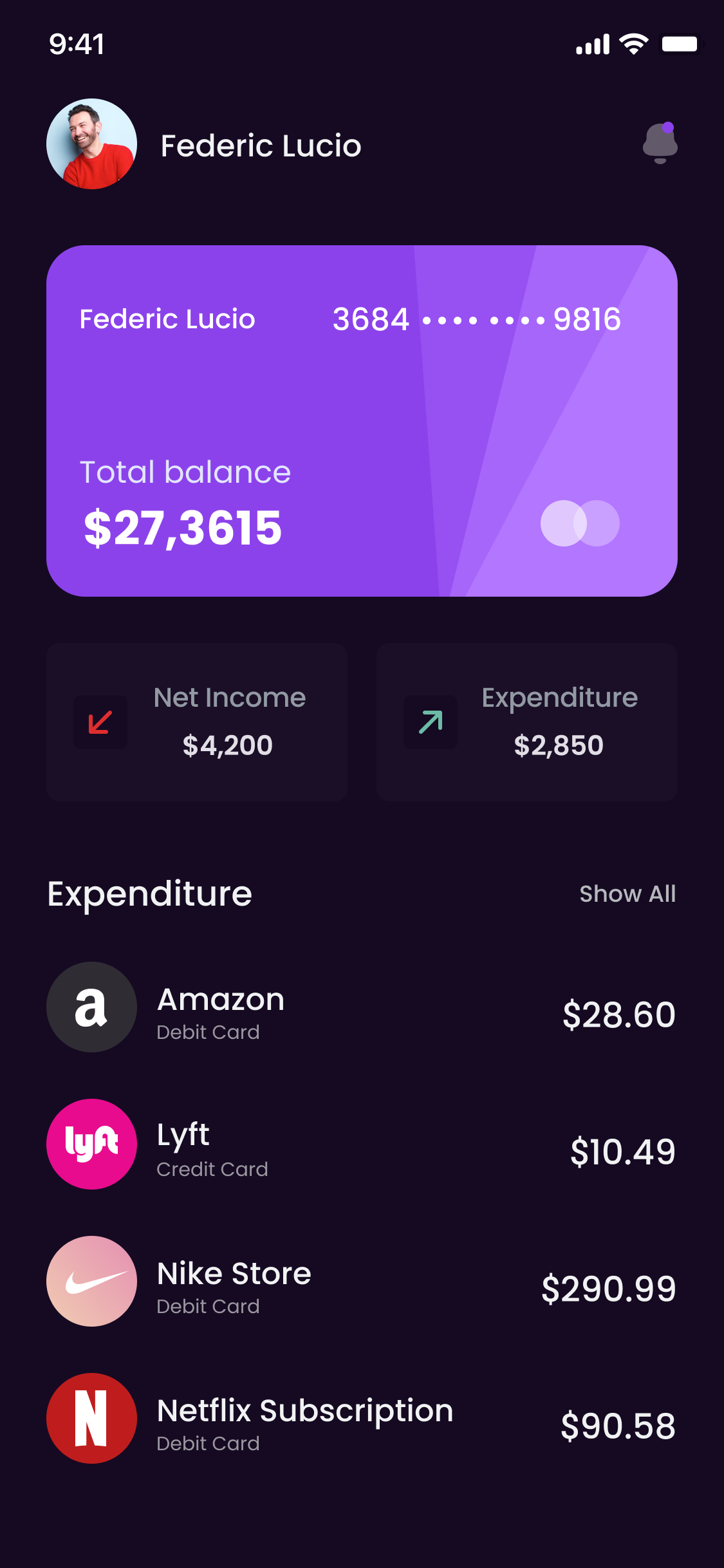 Finance App Screen