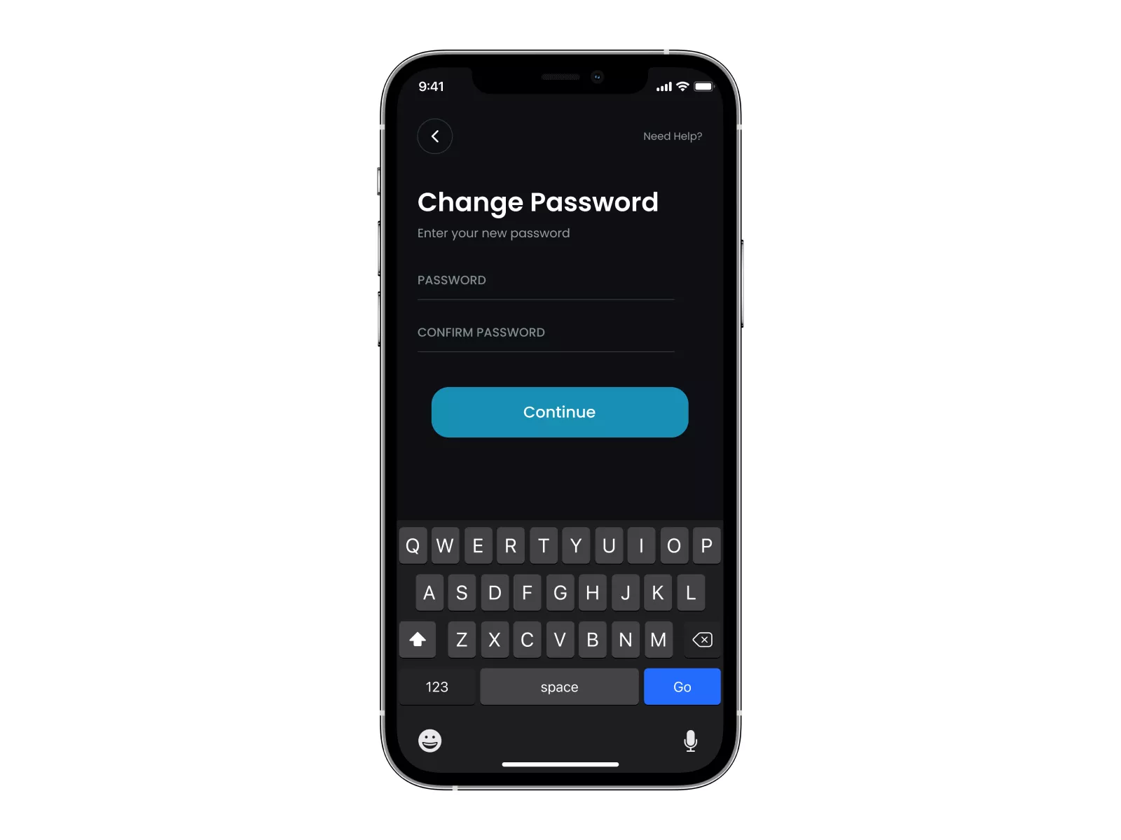 Heal You - Change Password Screen