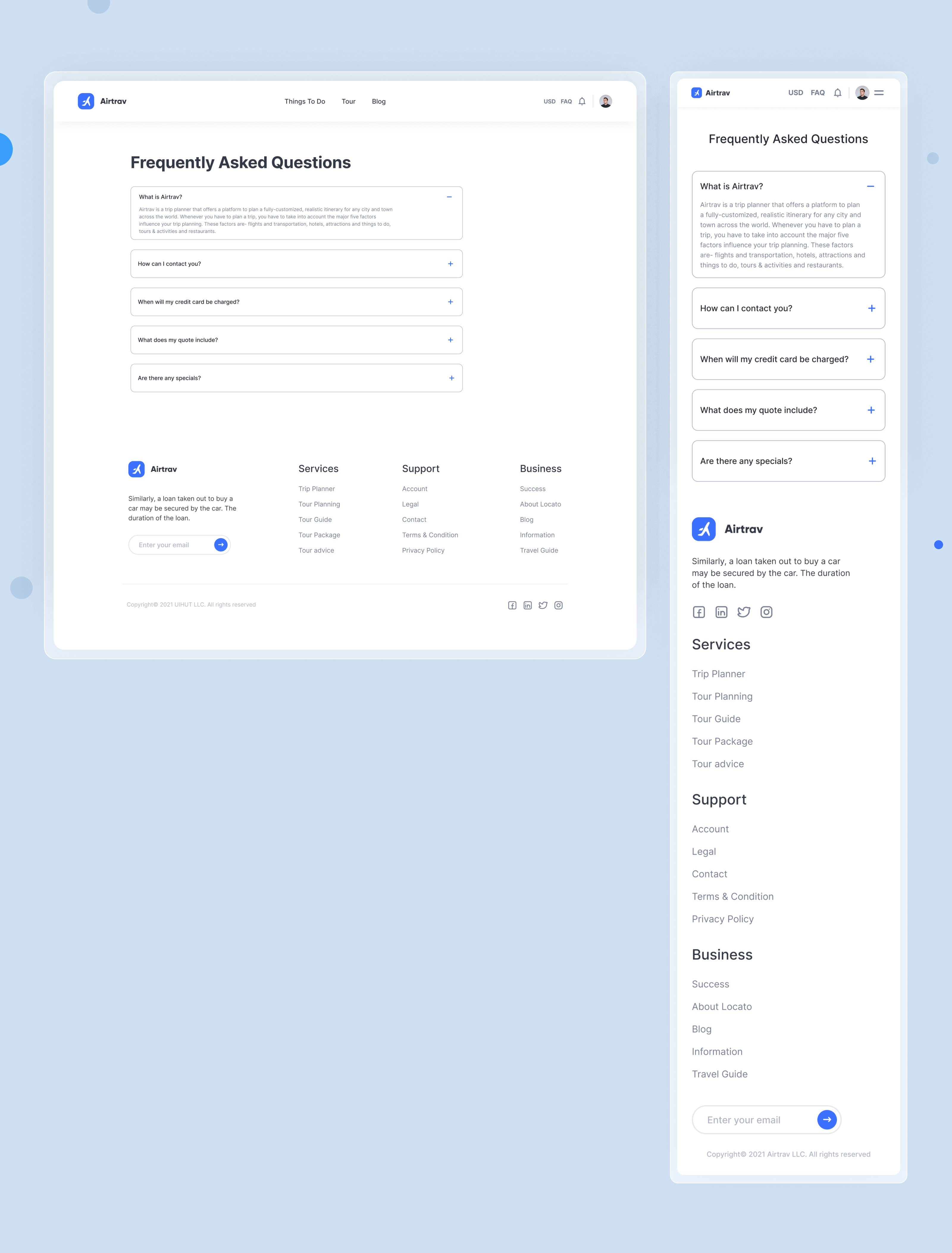 FAQ Website Template Screen