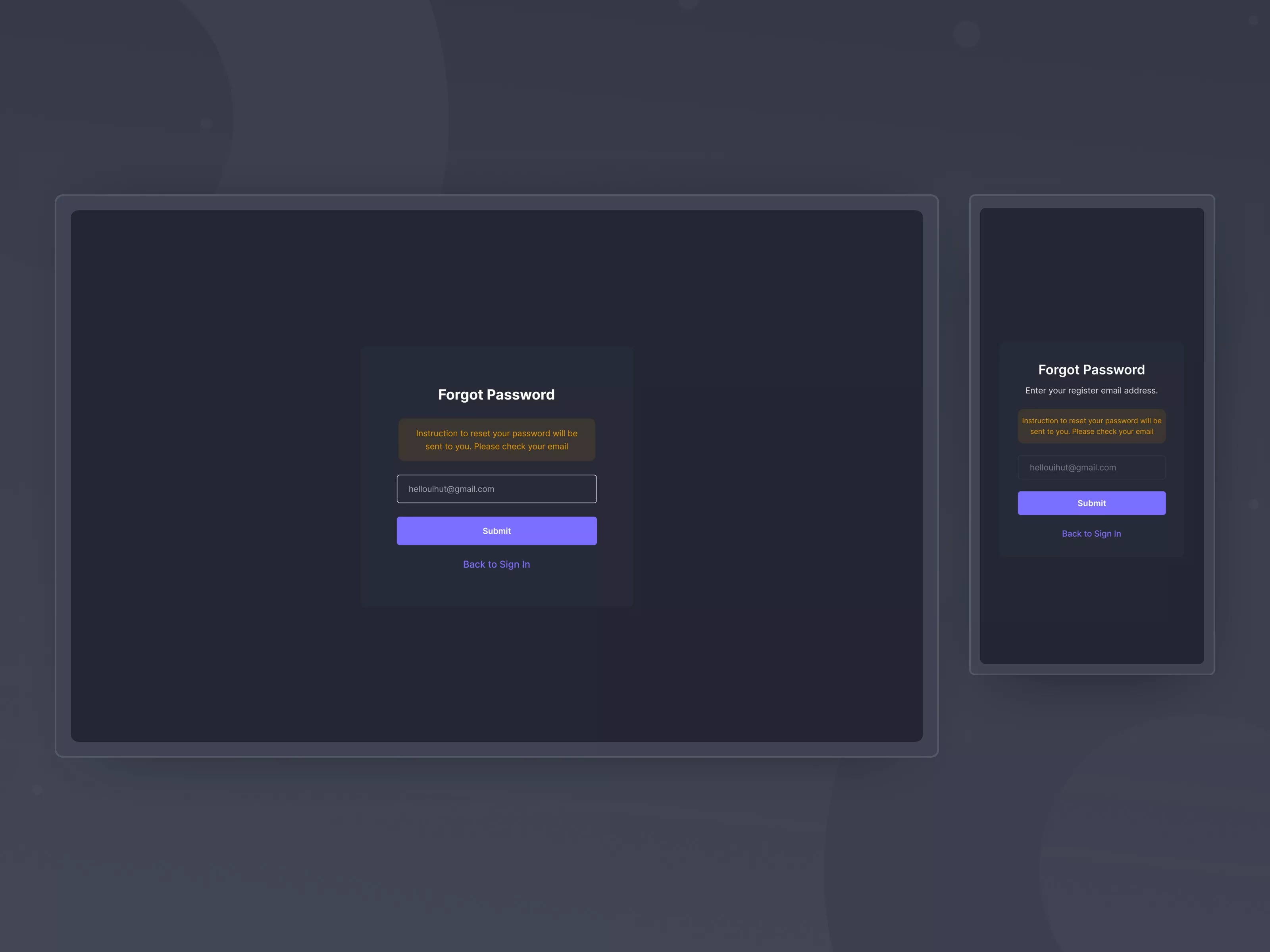Forgot Password Web App Dark Screen - Doct