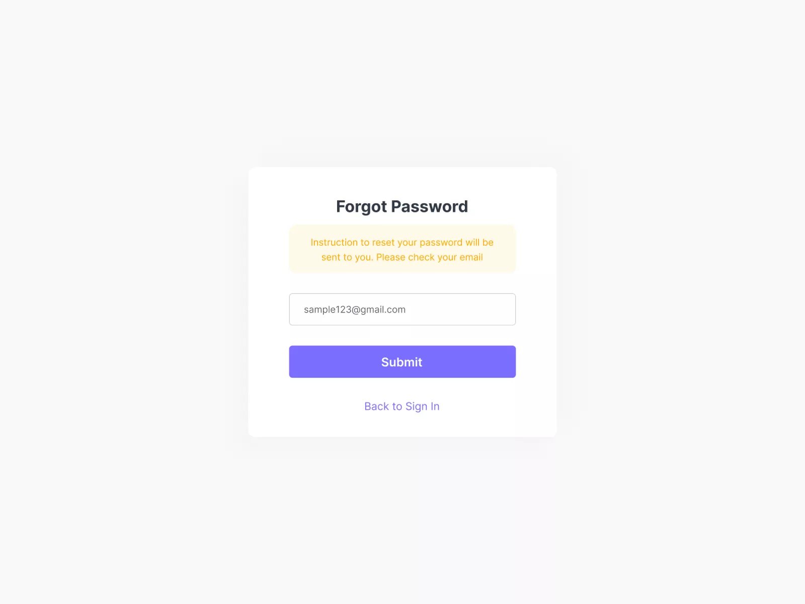 Reset Password UI Screen