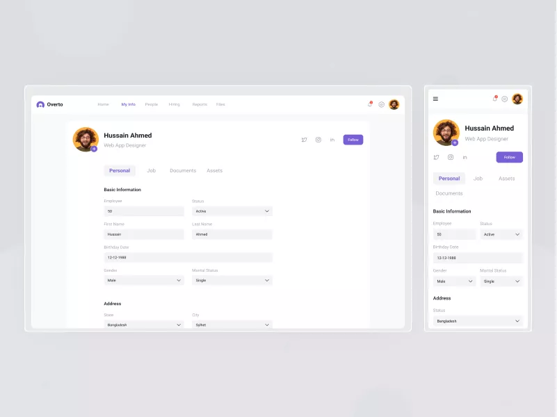 Personal Information Screen Design