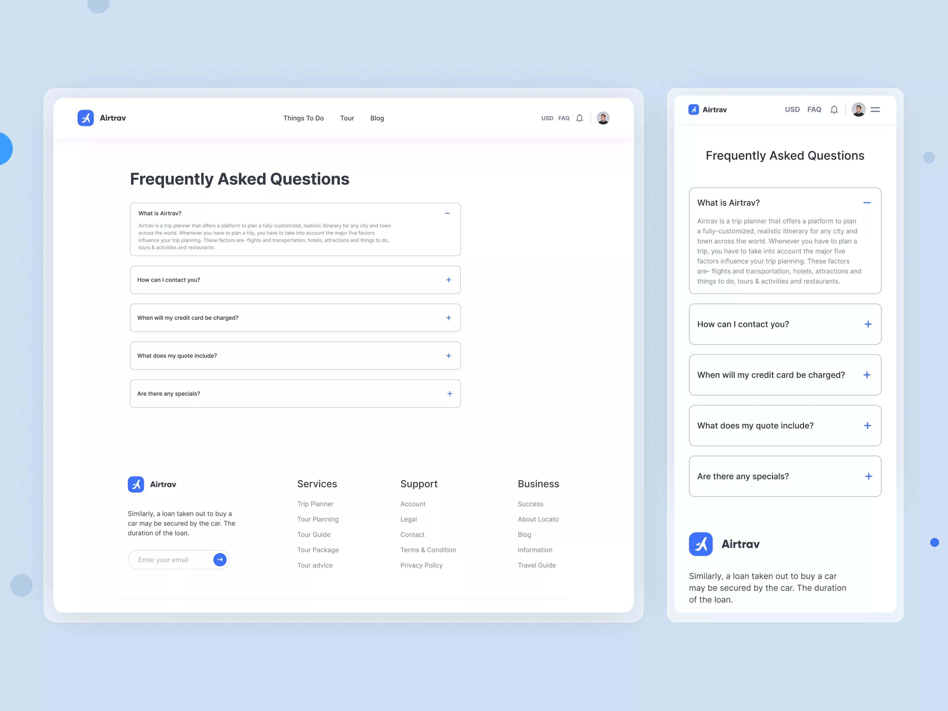 FAQ Website Template Screen