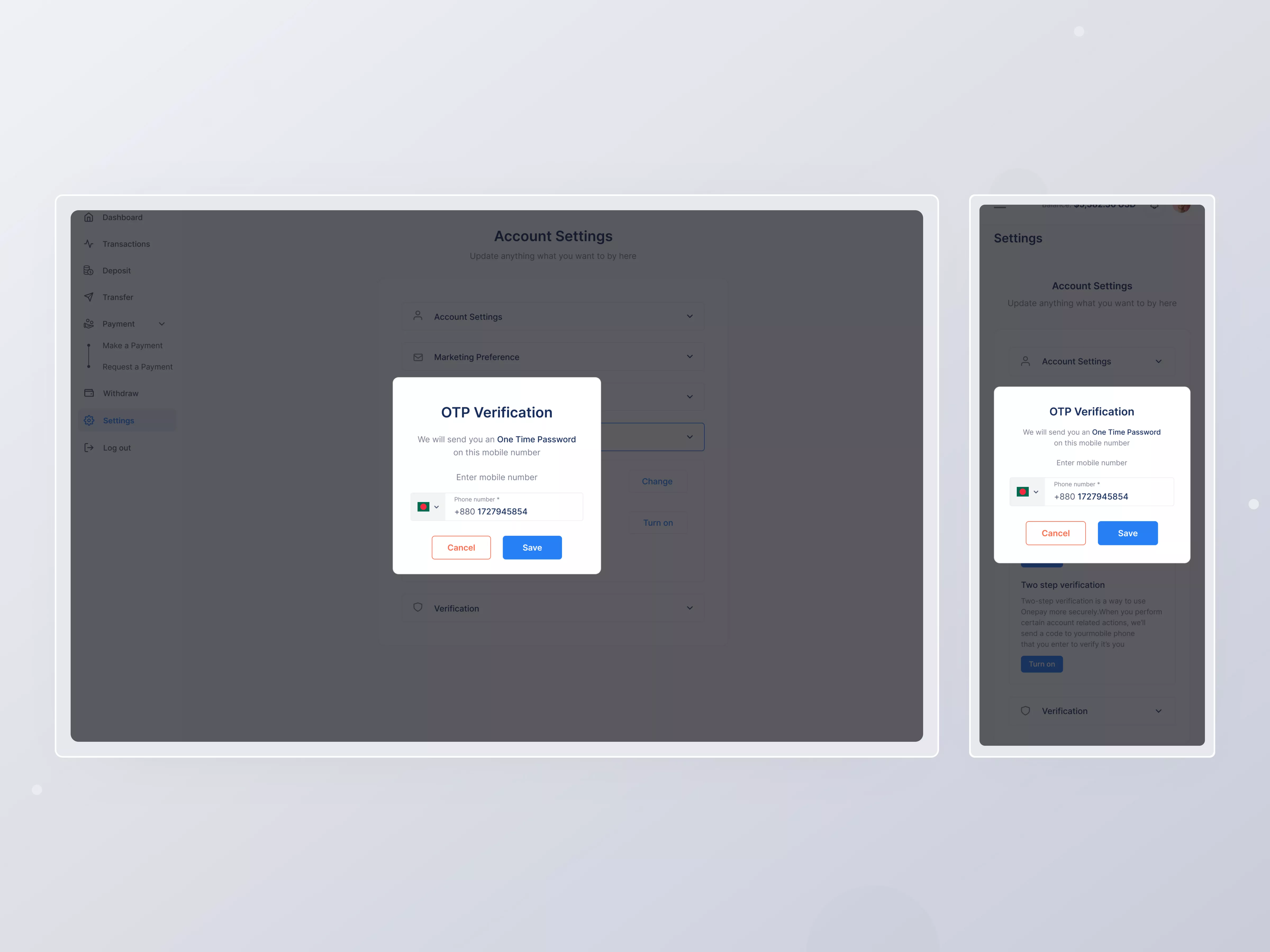 OTP Verification Web App Screen