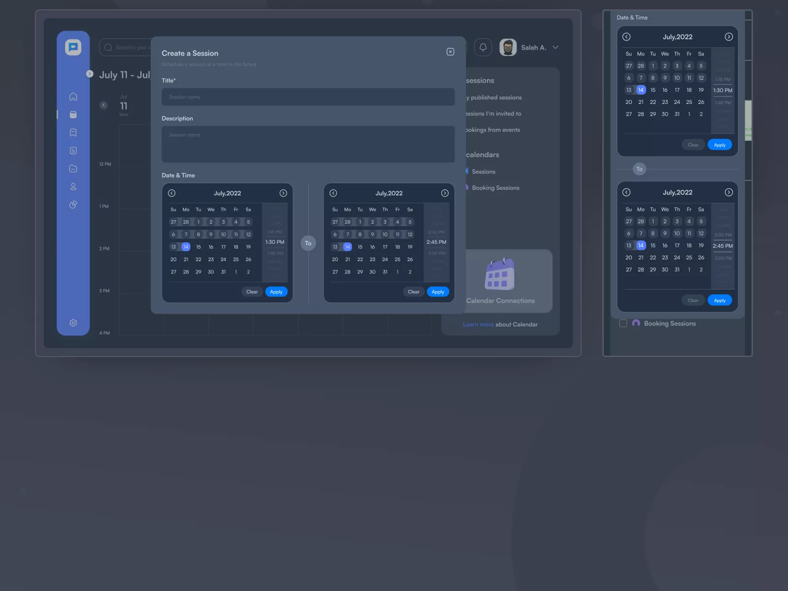 events calendar design UI