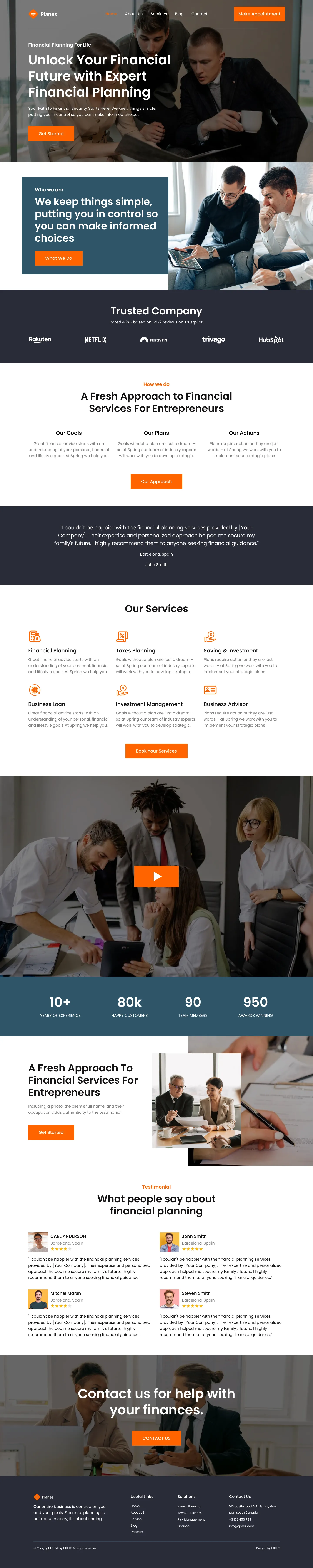 Financial Planning Landing Page