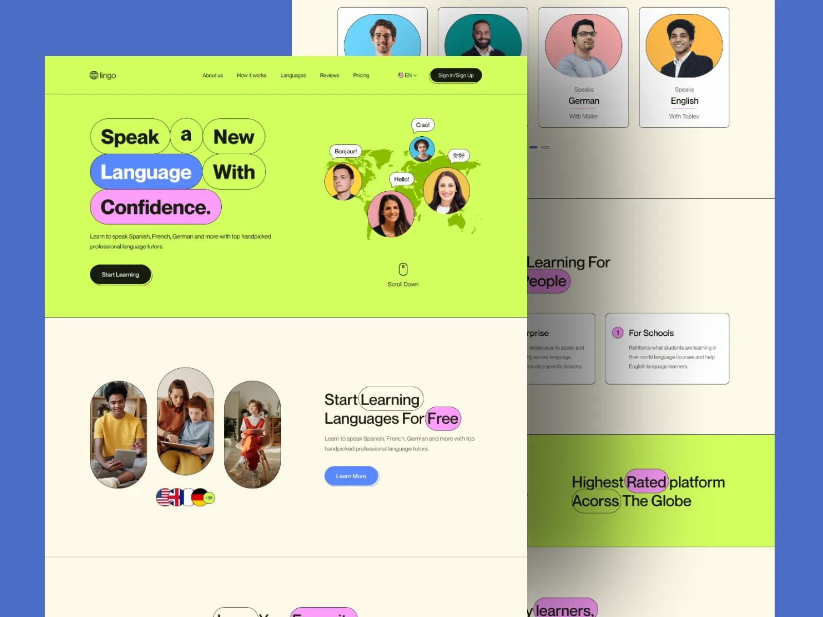 Language Learning Website Landing Page