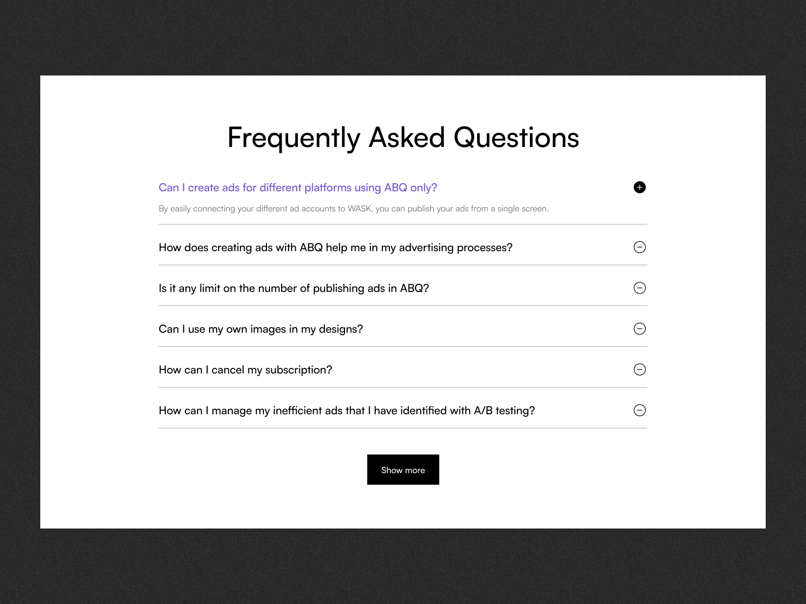 Free FAQ UI Design