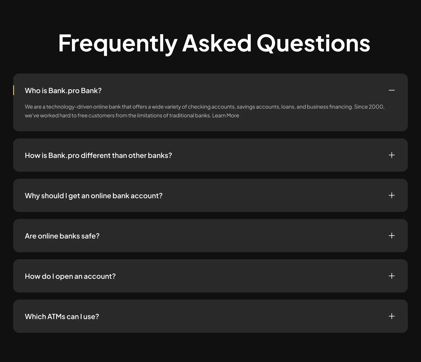 FAQ Section Design
