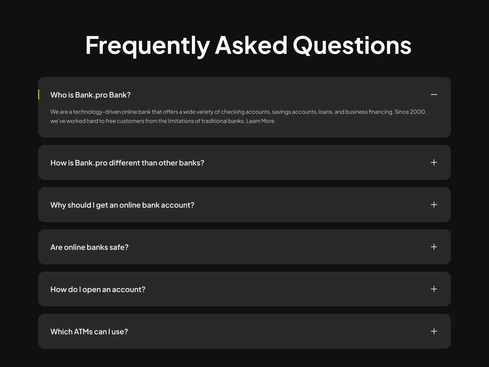 FAQ Section Design